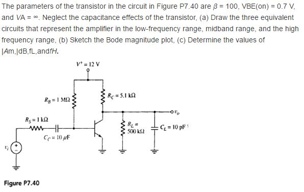 Solved The parameters of the transistor in the circuit in | Chegg.com