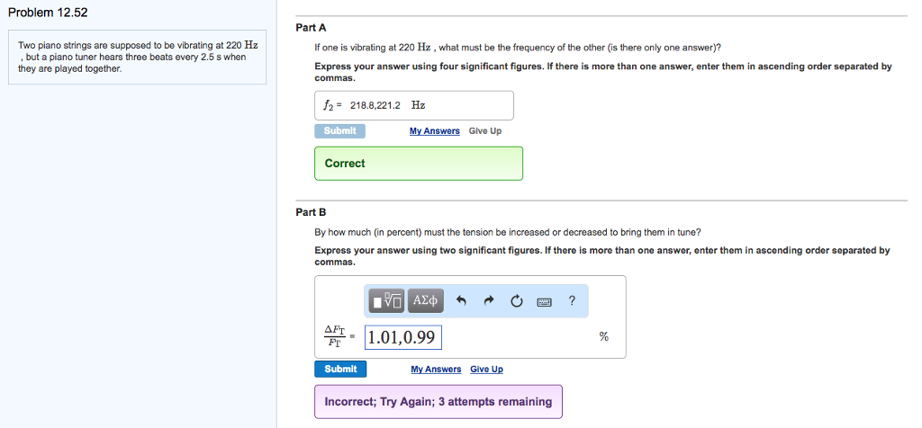 Solved Two piano strings are supposed to be vibrating at 220 | Chegg.com