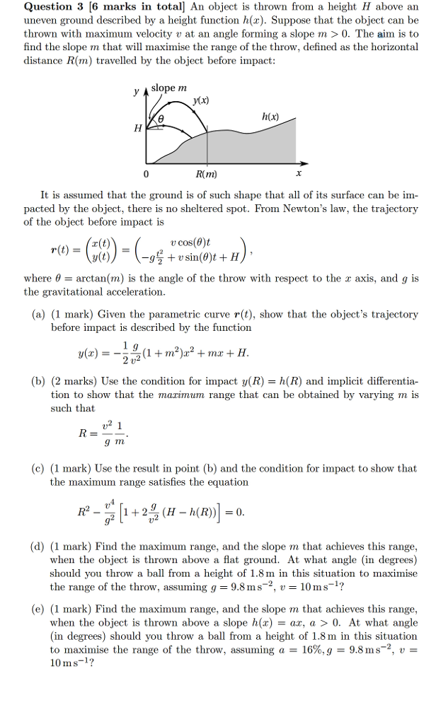Solved An object is thrown from a height H above an uneven | Chegg.com