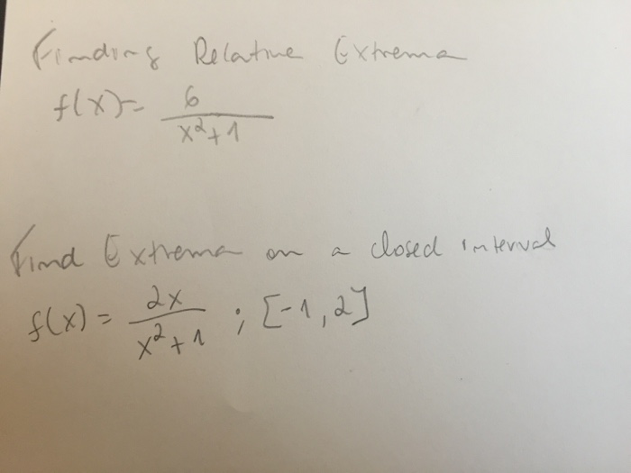 Solved Finding relative extrema f(x) = 6/x^2 + 1 Find | Chegg.com
