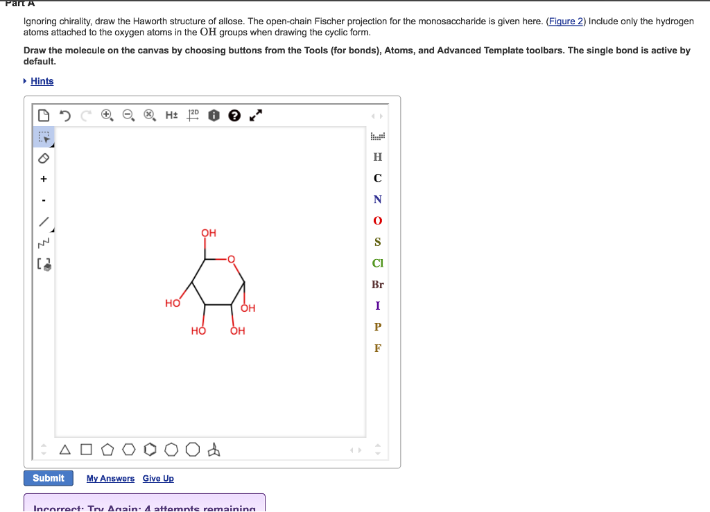 Solved Part H Ignoring chirality, draw the Haworth structure | Chegg.com