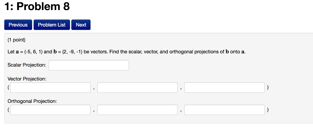 Solved 1: Problem 8 Previous Problem ListNext (1 point) Let | Chegg.com