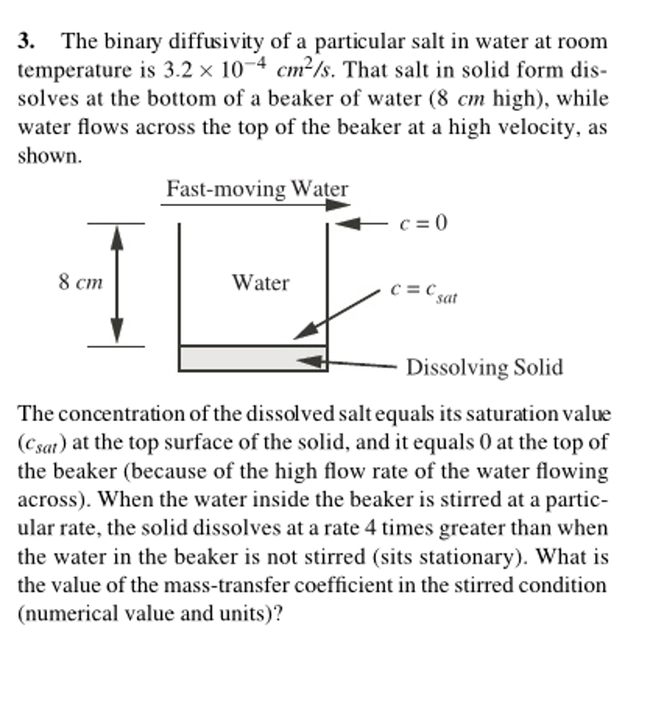 Solved The binary diffusivity of a particular salt in water | Chegg.com