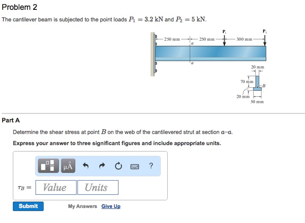 Solved The cantilever beam is subjected to the point loads | Chegg.com