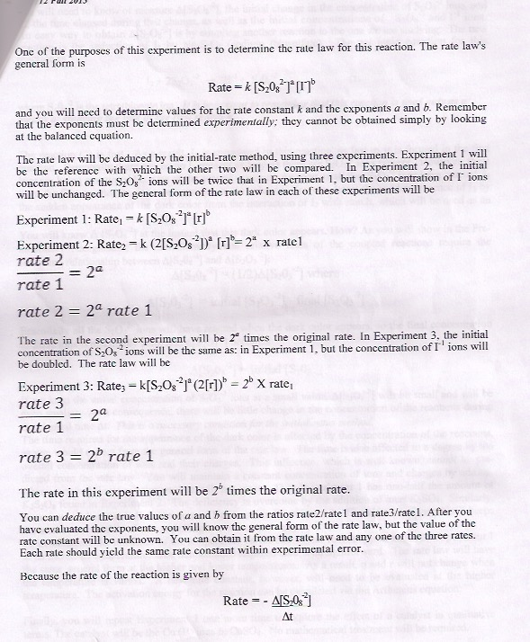 Solved 1 A Calculate The Initial Rates For Experiments