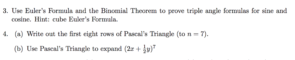 Solved 3. Use Euler's Formula and the Binomial Theorem to | Chegg.com