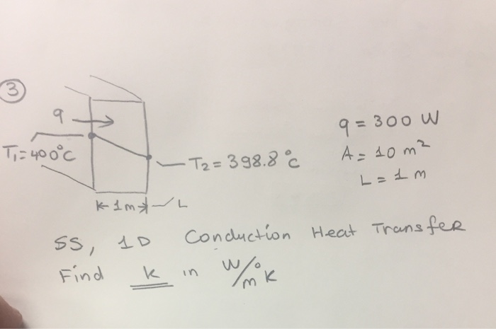 Solved SS, 1 D Conduction Heat Transfer Find K in | Chegg.com