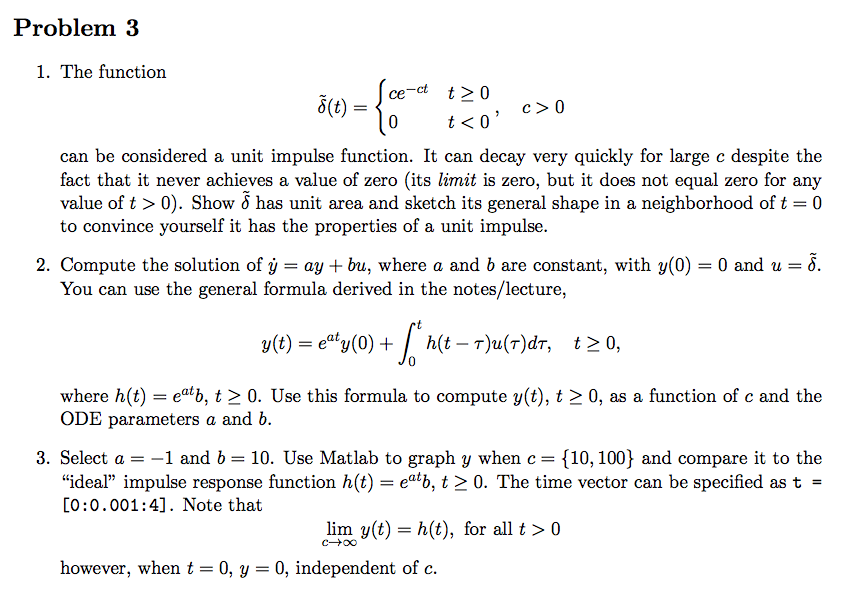 Solved Problem:3 1. The function ce-ct t > 0 , c>(0 t