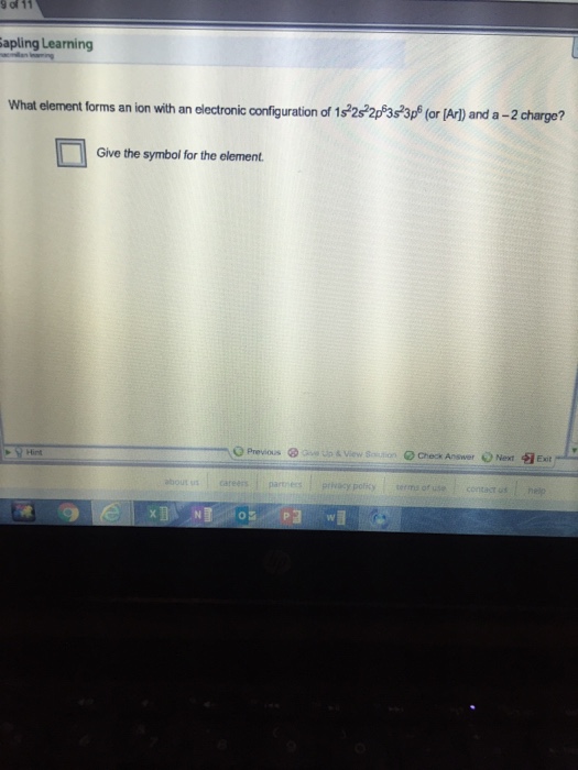 Solved What element forms an ion with an electronic | Chegg.com