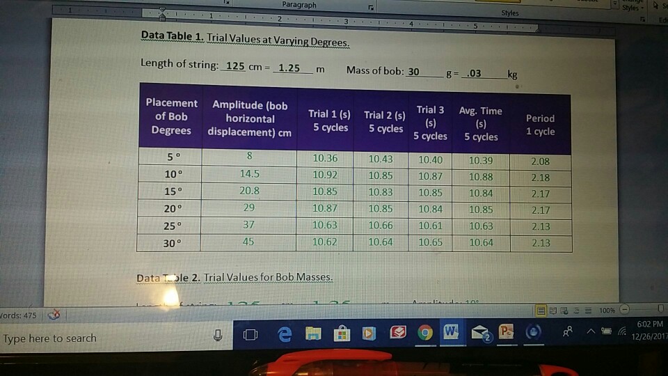 Solved し0 Part 4: Calculations 13. Solve the pendulum | Chegg.com
