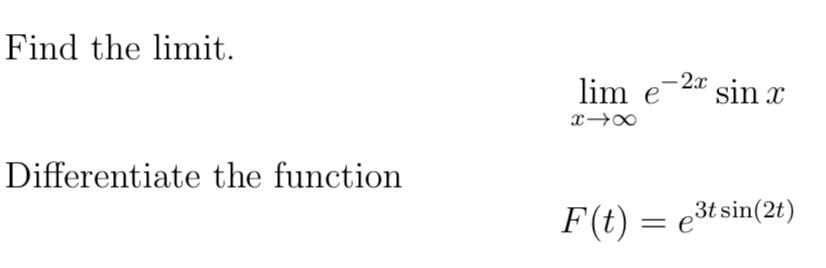 Solved Find the limit. lim e in C Differentiate the function | Chegg.com