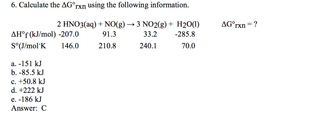 Solved Calculate the delta G^degree _rxn using the following | Chegg.com