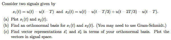Consider two signals given by s1(t)=u(t) -u(t-T) and | Chegg.com