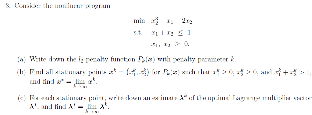 Solved Operating research penalty function lagrange multiple | Chegg.com