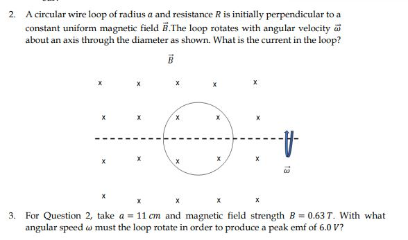 Solved 2. A circular wire loop of radius a and resistance R | Chegg.com