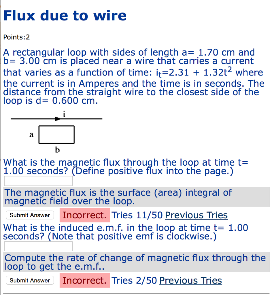 Solved Flux due to wire Points:2 A rectangular loop with | Chegg.com