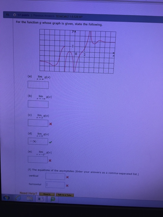 Solved For the function g whose graph is given, state the | Chegg.com
