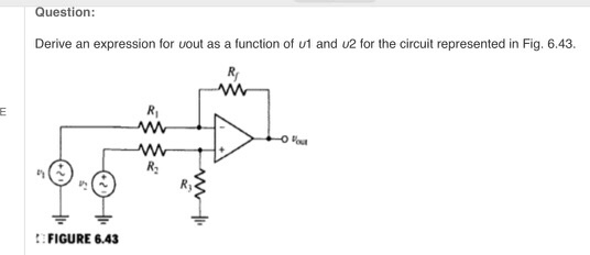 Solved Derive an expression (for vout as a function of v1 | Chegg.com