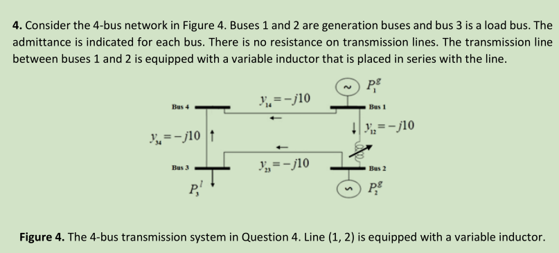 Solved 4. Consider the 4-bus network in Figure 4. Buses 1 | Chegg.com