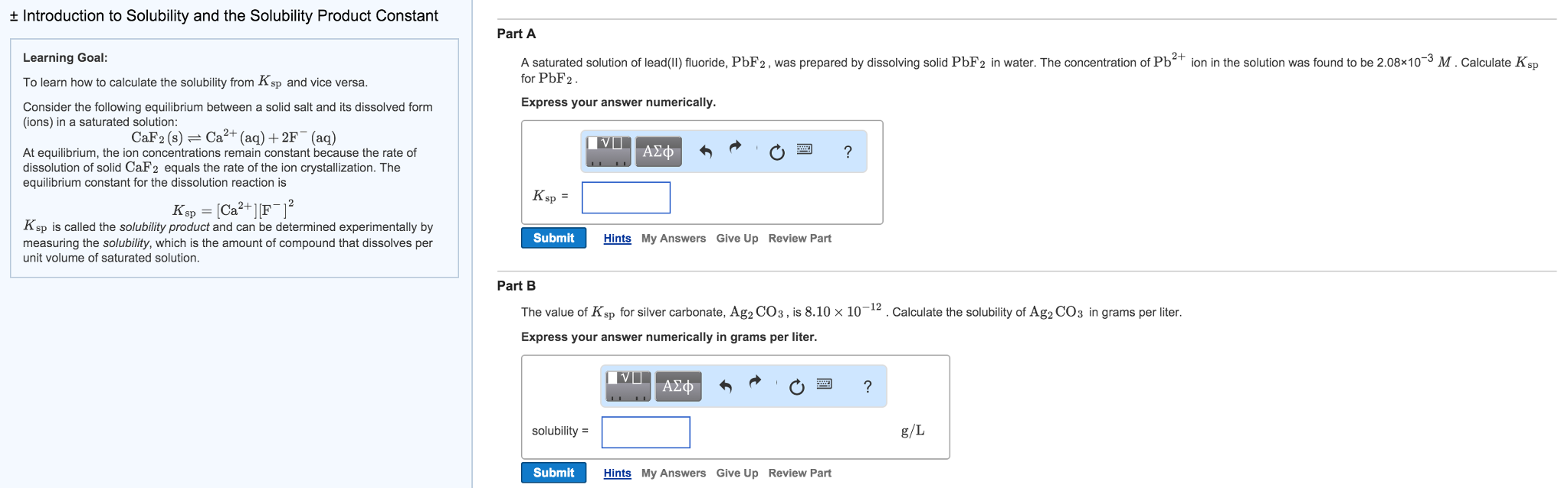 Solved: To Learn How To Calculate The Solubility From K_sp... | Chegg.com