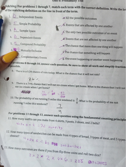 Solved Matching: For problems 1 through 7, match each term | Chegg.com
