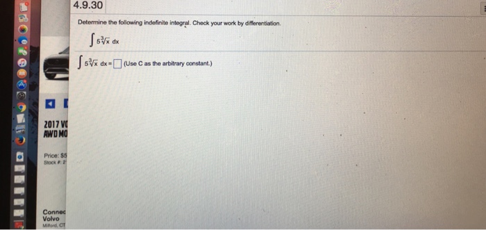Solved Determine the following indefinite integral. Check | Chegg.com