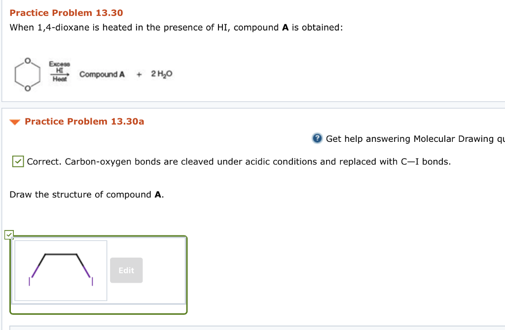 Solved Practice Problem 13.30 When 1,4-dioxane is heated in | Chegg.com