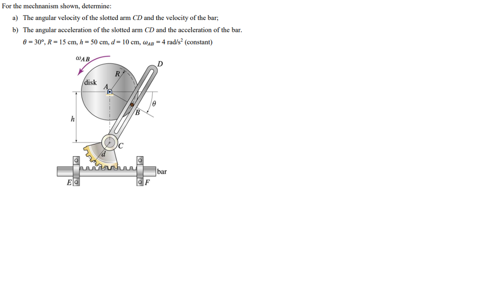 Solved For the mechnanism shown, determine a) The angular | Chegg.com