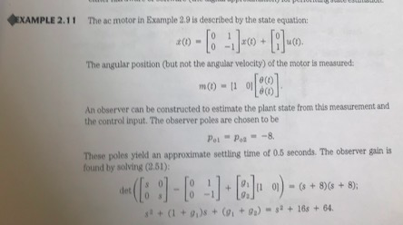 Design the observer in Example 2.11 and implement the | Chegg.com