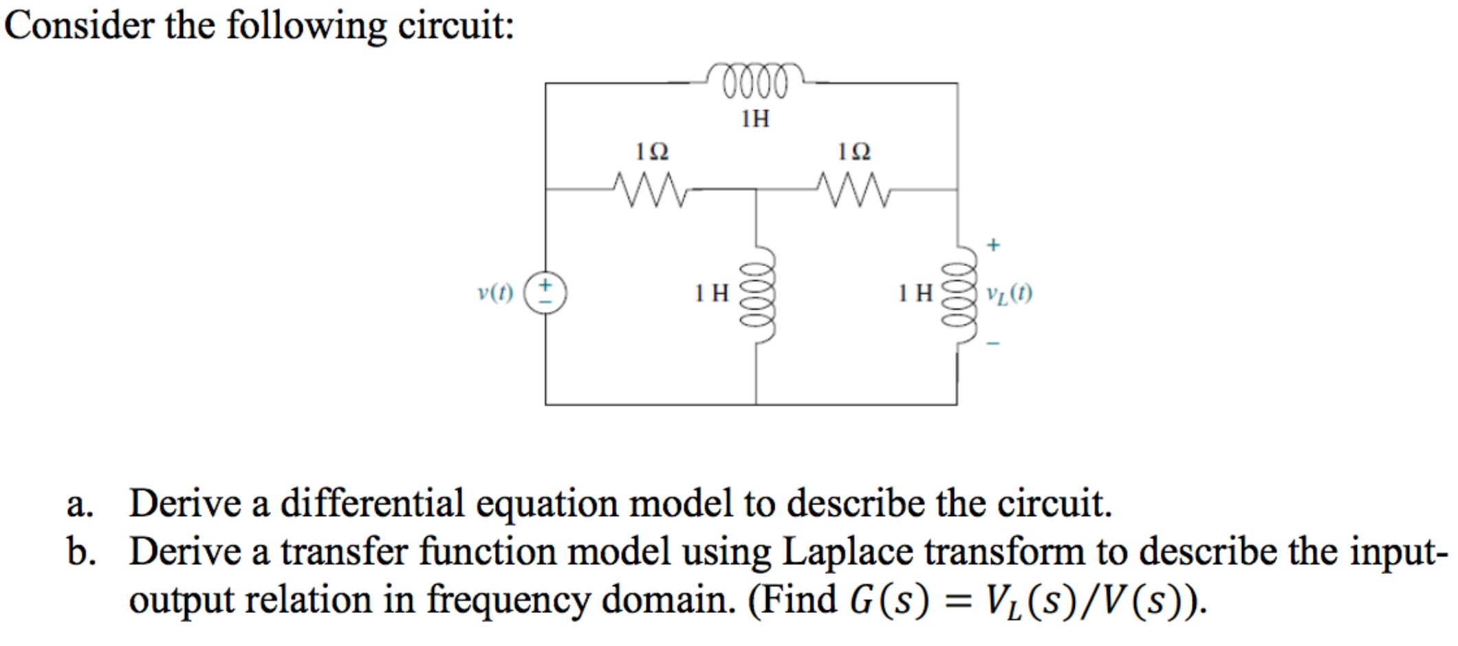 Solved Consider the following circuit: Derive a | Chegg.com