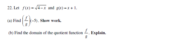 Solved Let f(x) = square root 4 - x and g(x)=x + 1. Find | Chegg.com