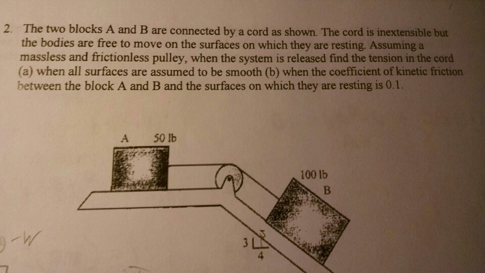 Solved The two blocks A and B are connected by a cord as | Chegg.com