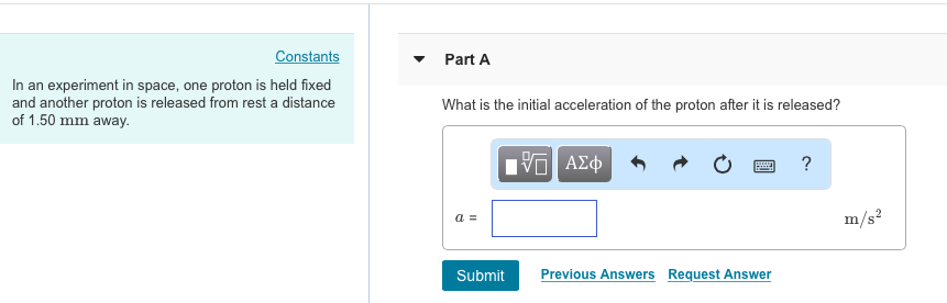 Solved Constants Part A In an experiment in space, one | Chegg.com