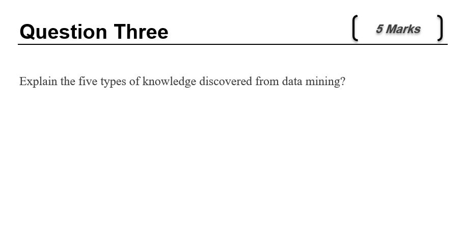 Solved 5 Marks Question Three Explain the five types of | Chegg.com