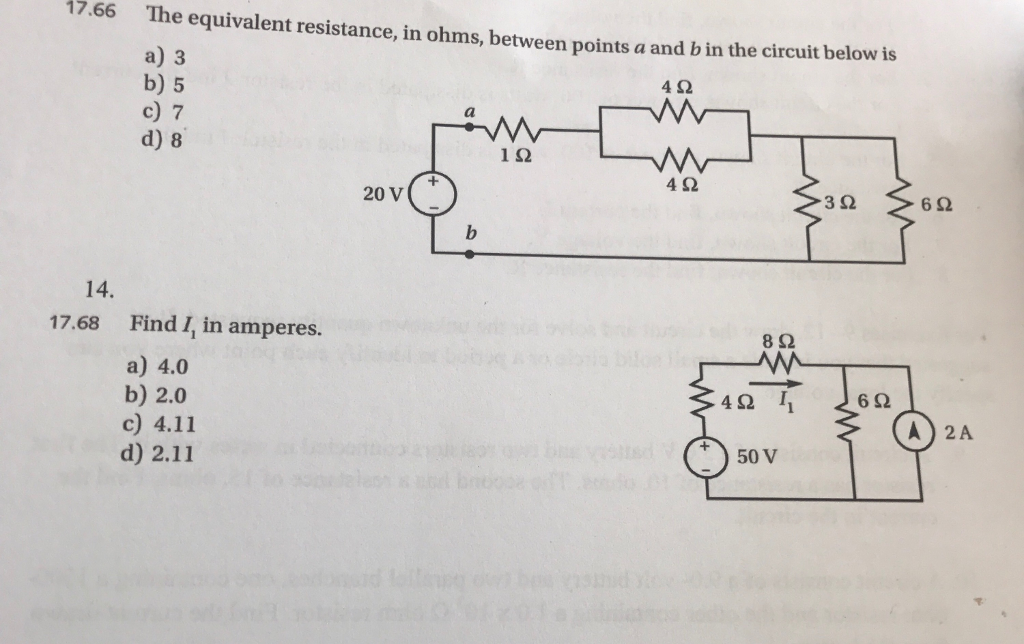 Solved The equivalent resistance, in ohms, between points a | Chegg.com