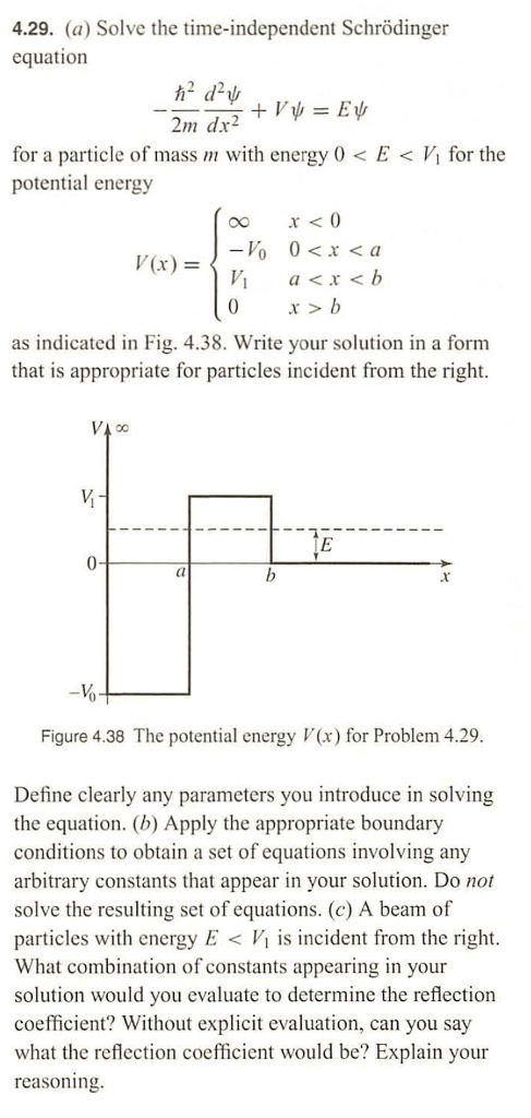 Solved Solve the time-independent Schrodinger equation | Chegg.com