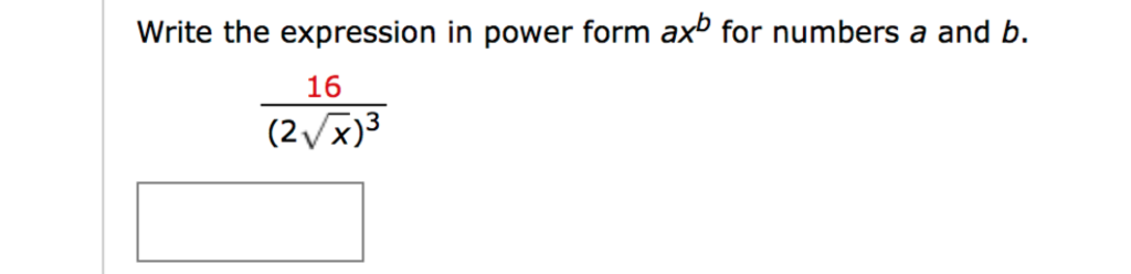 Solved Write the expression in power form ax^b for numbers a | Chegg.com