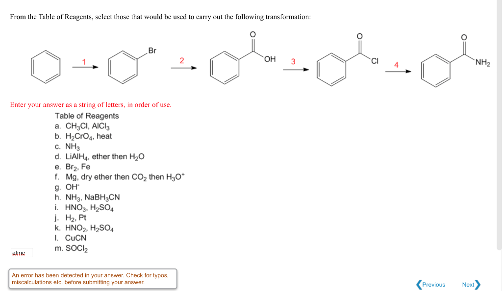 Solved From the Table of Reagents, select those that would | Chegg.com