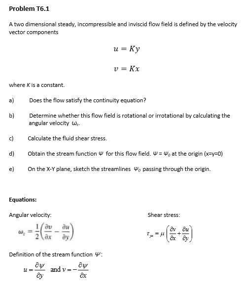 Solved A two dimensional steady, incompressible and inviscid | Chegg.com