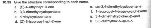 Solved 10.39 Give the structure corresponding to each name | Chegg.com