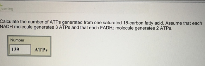 Solved Calculate the number of ATPs generated from one | Chegg.com