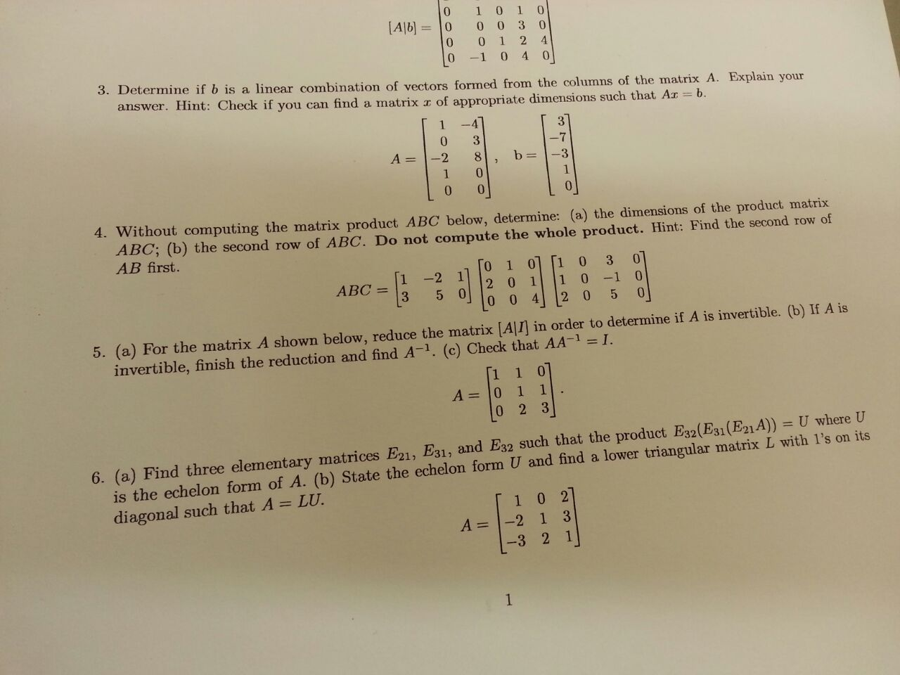 Solved Determine if b is a linear combination of vectors | Chegg.com