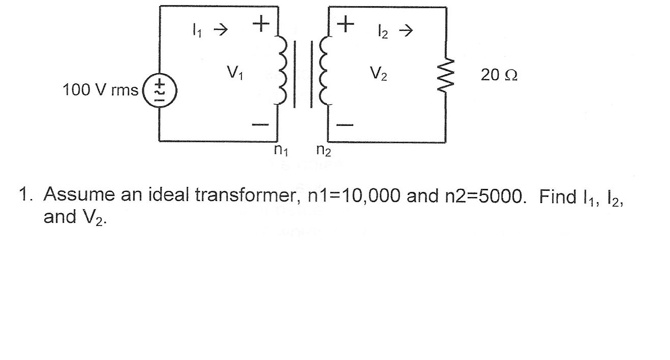 Solved 1. Assume an ideal transformer, n1=10,000 and | Chegg.com
