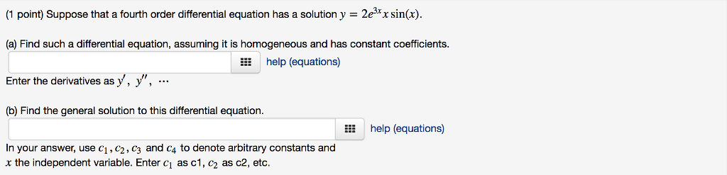 Solved (1 point) Suppose that a fourth order differential | Chegg.com
