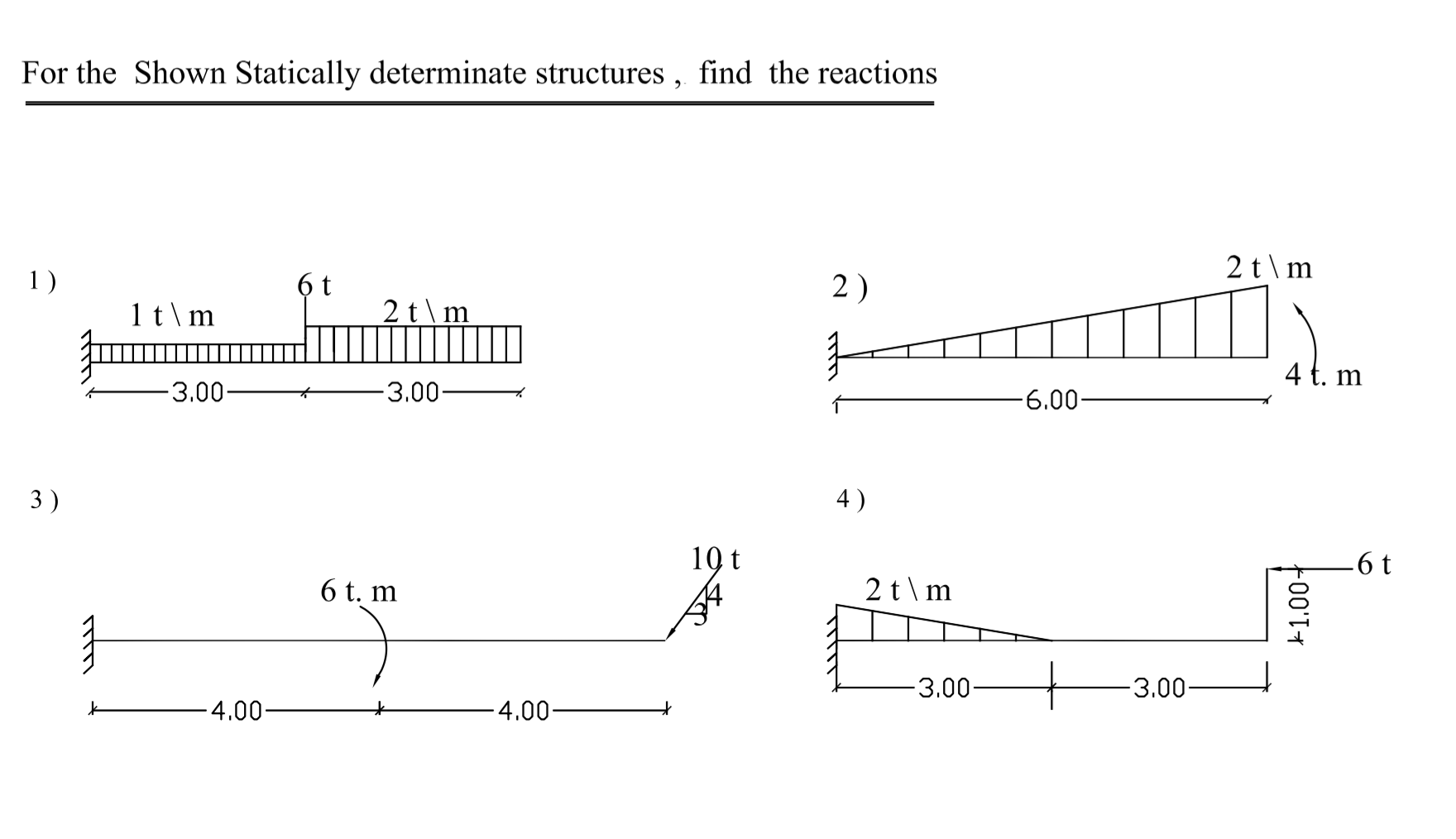 Solved For the Shown Statically determinate structures, find | Chegg.com