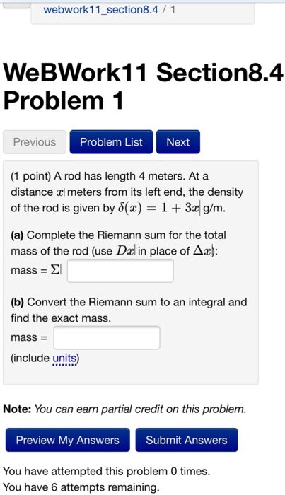 Solved webwork11_section8.4/1 WeBWork11 Section8.4 Problem 1 | Chegg.com