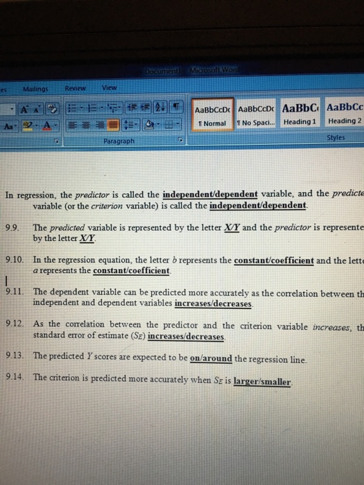 Solved In regression, the predictor is called the | Chegg.com