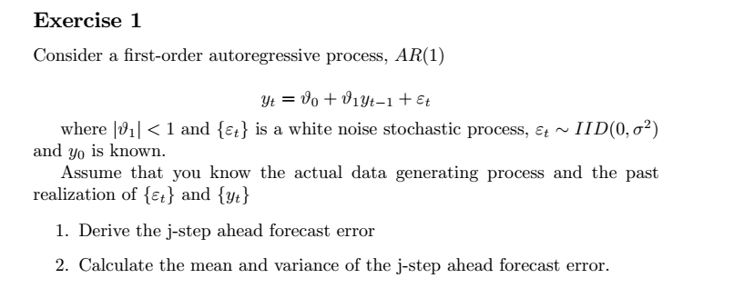 Exercise1 Consider A First Order Autoregressive