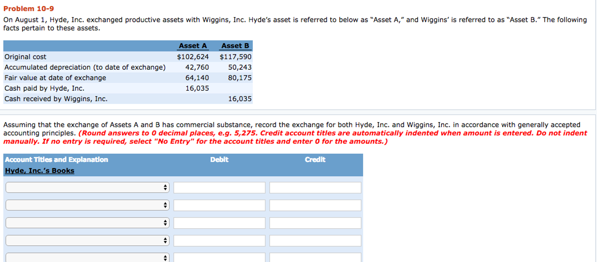 Solved On August 1, Hyde, Inc. exchanged productive assets | Chegg.com