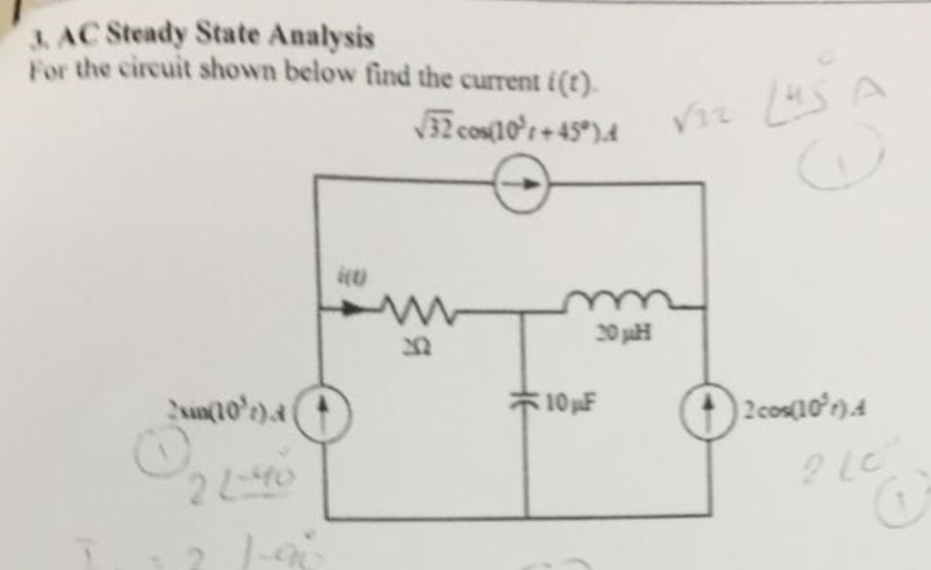 Solved For the circuit shown below find the current i(t) | Chegg.com